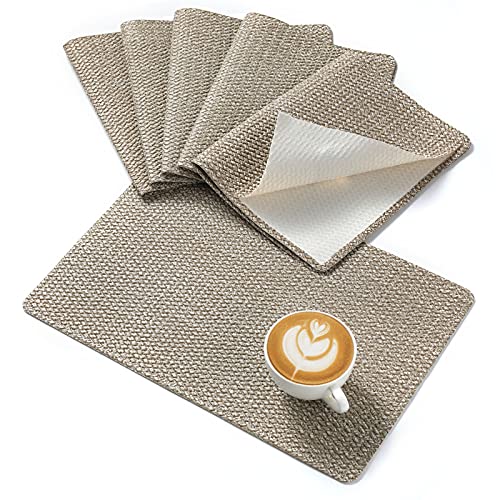 Tineeba PVC Placemats, Set of 6, Washable Dining Table Mats, Heat-Resistant, Easy to Clean, Non-Slip, Kitchen & Kids & Outdoor (Coffee)