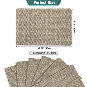 Tineeba PVC Placemats, Set of 6, Washable Dining Table Mats, Heat-Resistant, Easy to Clean, Non-Slip, Kitchen & Kids & Outdoor (Coffee)