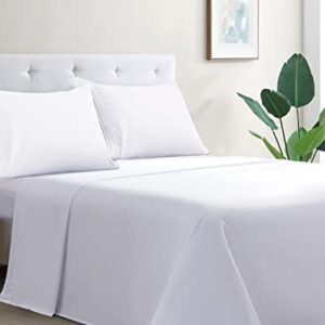 wavveUziz Bed Sheet Set Super Soft 100% Microfiber Sheet 1800 Brushed Microfiber Embroidered King Size Bed Sheets 16-Inch Deep Pocket - 4 Piece, White