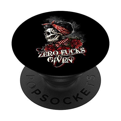 Zero Fucks Given Skull Mom Messy Bun Skull Sugar Bandana PopSockets PopGrip: Swappable Grip for Phones & Tablets