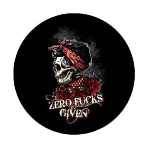 Zero Fucks Given Skull Mom Messy Bun Skull Sugar Bandana PopSockets PopGrip: Swappable Grip for Phones & Tablets