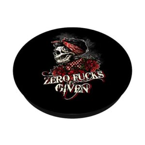 Zero Fucks Given Skull Mom Messy Bun Skull Sugar Bandana PopSockets PopGrip: Swappable Grip for Phones & Tablets