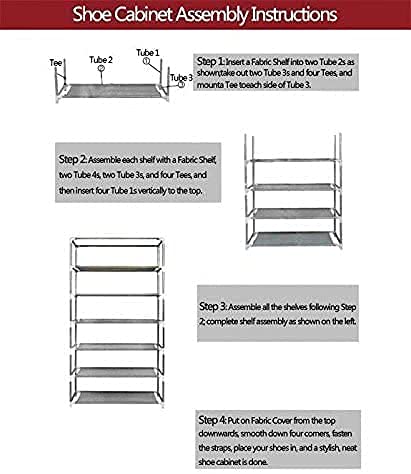 Mekek Shoe Rack Closet, Non-Woven 9 Tier Shoe Rack Shoe Shelf Storage Closet Organizer Cabinet (Purple)