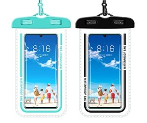 nothers clear universal waterproof cellphone pouch case,phone dry bag, lanyard, iphone 13 12 pro 11 pro max xs xr x 8 7 6sgalaxy s21 20ultra s10 note10 9,up 7.5,2 pack（blue+black）, 21*11.5*1.3cm