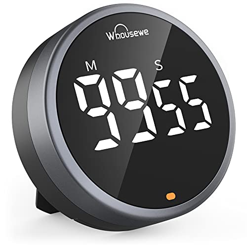 Whousewe Digital Kitchen Timer, Magnetic Timer with Large LED Display, Stand Design, 3-Level Volume & Brightness Adjustment, Suitable for Cooking, Classroom and Gym