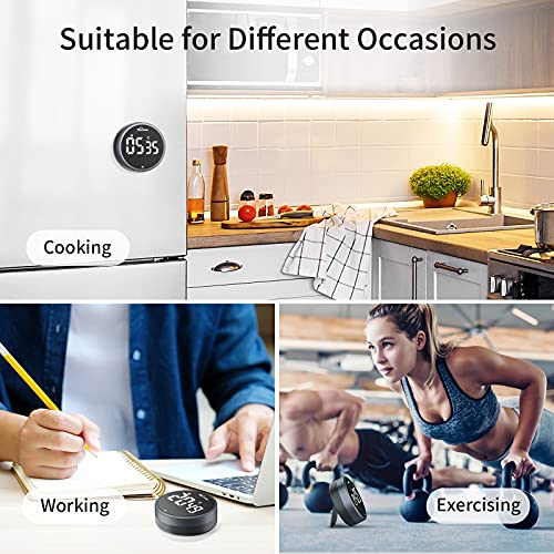 Whousewe Digital Kitchen Timer, Magnetic Timer with Large LED Display, Stand Design, 3-Level Volume & Brightness Adjustment, Suitable for Cooking, Classroom and Gym