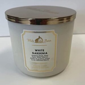 bath and body works, white barn 3-wick candle w/essential oils - 14.5 oz - 2021 core scents! (white gardenia)