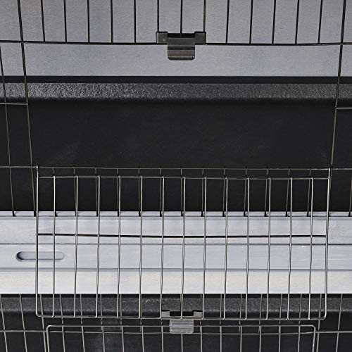 PawHut 54" 2-Story Large Rabbit Hutch Bunny Cage Wooden Pet House Small Animal Habitat with Lockable Doors, No Leak Tray and Waterproof Roof for Outdoor/Indoor Grey