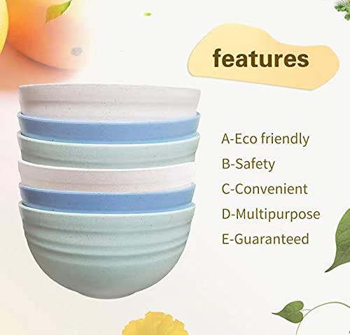 Cereal Bowls，6 Pack 24 oz Bowls Set, Food Grade Safe Durable PP Bowls for Soup, Salad, Cereal, Pasta, Yogurt, Heat and Cold Resistant, Dishwasher Safe Bowls，eco- friendly and degradable