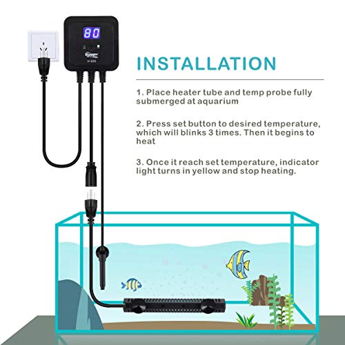 hygger 300W Aquarium Heater with External Digital Temperature Controller Reef Saltwater Fish Tank Heater for 30-60 Gallon Tank