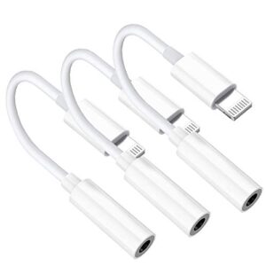 [apple mfi certified] 3 pack iphone headphones adapter,lightning to 3.5mm headphone aux audio dongle jack adapter plug and play for iphone 12/11/11 pro/xr/xs/x 8 7/ipad/ipod support all ios (white)