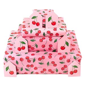 CENTRAL 23 - Pink Wrapping Paper - Cherry Print - 6 GiftWrap Sheets - Birthday Wrap for Women - New Baby Girls - Teenagers - Recyclable