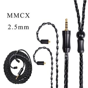 Audio Cable 16 Core Upgrade Silver Plated, FEDAI Balanced Replacement Cable, MMCX Detachable Earphone Cable Replacement Earphone Wire for Shure 846 535 215 315 425 MAGAOSI K5 LZA4 A5(mmcx, 2.5 mm)