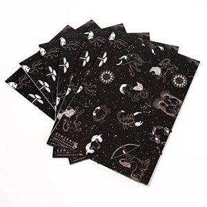 CENTRAL 23 - Black Wrapping Paper - Zodiac - Starsigns - 6 Sheets of Birthday Gift Wrap - Gothic Astrology - For Christmas - For Teenagers Men Women - Recyclable