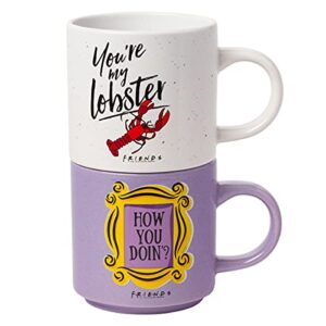 silver buffalo friends how you doin lobster 2pk ceramic mug stack, 13 ounces