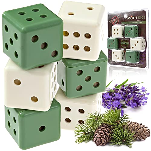 Moth Dice – Dried Lavender & Cedar Blocks Alternative – Clothes Drawer and Linen Closet Freshener – Cedarwood and Lavender Essential Oils