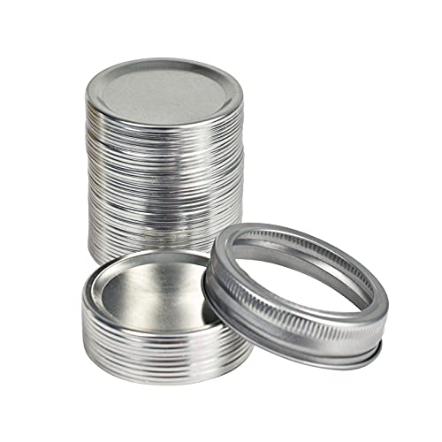 LUXACO 48 Pcs Mason Jar Lids with 1 Ring - Lids for Mason Jar Canning Lids - Aluminum Lids For Mason Jar Regular Mouth Split - 100% Fit & Airtight