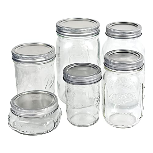 LUXACO 48 Pcs Mason Jar Lids with 1 Ring - Lids for Mason Jar Canning Lids - Aluminum Lids For Mason Jar Regular Mouth Split - 100% Fit & Airtight