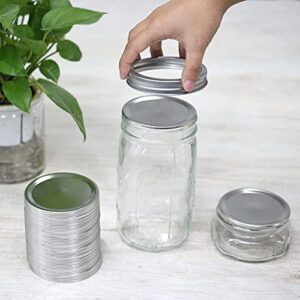 LUXACO 48 Pcs Mason Jar Lids with 1 Ring - Lids for Mason Jar Canning Lids - Aluminum Lids For Mason Jar Regular Mouth Split - 100% Fit & Airtight