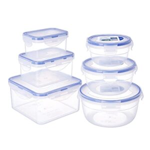 kigi [6 pack] 42.3oz/35.5oz/20.3oz/17oz/10.1oz/6.1oz plastic food storage containers rectangular meal prep containers and storage bowls set,leak-proof stackable fruit storage boxes,bpa free