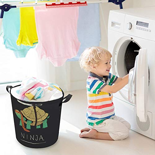 Turtle Ninja Laundry Basket Hamper Bag Dirty Clothes Storage Bin Waterproof Foldable Collapsible Toy Organizer for Office Bedroom Clothes Toys Gift Basket