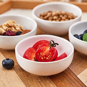 Swuut Ceramic Pinch Bowls,2.5 oz Mini Bowls Set,Dipping Soy Sauce Dish Bowls,Set of 6 (White)