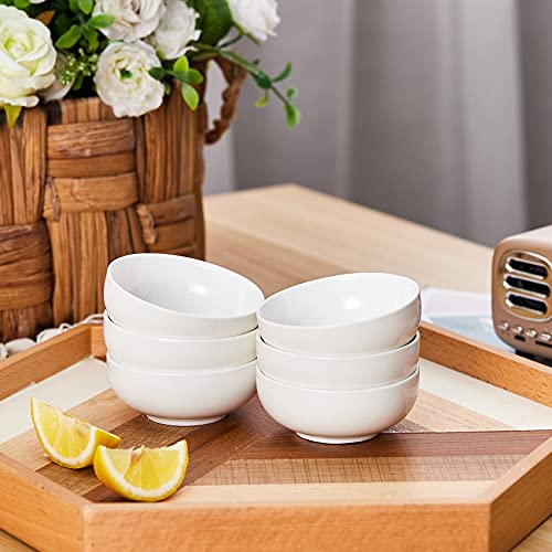 Swuut Ceramic Pinch Bowls,2.5 oz Mini Bowls Set,Dipping Soy Sauce Dish Bowls,Set of 6 (White)