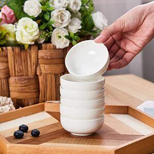 Swuut Ceramic Pinch Bowls,2.5 oz Mini Bowls Set,Dipping Soy Sauce Dish Bowls,Set of 6 (White)