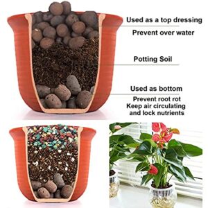 Boniosz 2 Liters Leca Expanded Clay Pebbles 0.4''-0.7'' Grow Media Porous Stones Natural Clay Aggregate Pellet Ventilation Drainage Water Purification Ceramsite for Hydroponics, Orchids, Aquaponics