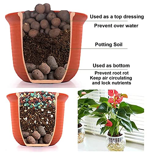 Boniosz 2 Liters Leca Expanded Clay Pebbles 0.4''-0.7'' Grow Media Porous Stones Natural Clay Aggregate Pellet Ventilation Drainage Water Purification Ceramsite for Hydroponics, Orchids, Aquaponics