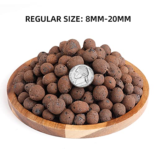 Boniosz 2 Liters Leca Expanded Clay Pebbles 0.4''-0.7'' Grow Media Porous Stones Natural Clay Aggregate Pellet Ventilation Drainage Water Purification Ceramsite for Hydroponics, Orchids, Aquaponics