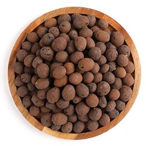 Boniosz 2 Liters Leca Expanded Clay Pebbles 0.4''-0.7'' Grow Media Porous Stones Natural Clay Aggregate Pellet Ventilation Drainage Water Purification Ceramsite for Hydroponics, Orchids, Aquaponics