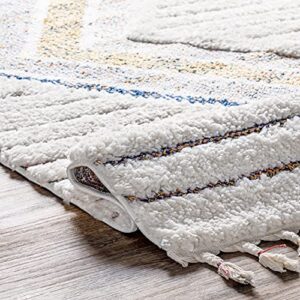 nuLOOM Angela High-Low Modern Diamond Tassel Area Rug, 6' 7" x 9', Beige