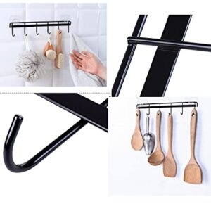 2Pack of Wall Hooks Mount Coat Hat Hook Black Rack with 6 Hooks Coffee Cup and Mug Rack Key Hanger Clothes Holder Coffee Mug Holder Kitchen Bathroom Housekeeper Home Organizer Door Hook (2, Black)