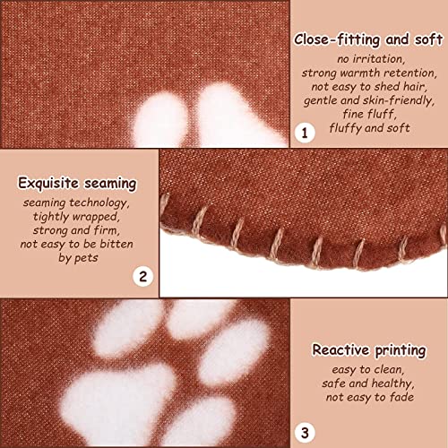 10 Pieces Pet Blankets with Paw Print Dog Cat Soft Fleece Blankets Sleep Mat Pad Bed Cover for Kitten Puppy and Other Small Animals, 24 x 28 Inch (Vibrant Color)