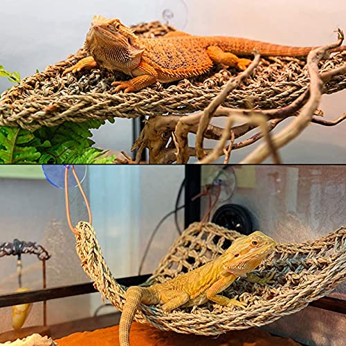 Hamiledyi Bearded Dragon Hammock Tank Accessories Reptile Climbing Toys Lizard Habitat Decoration Flexible Reptile Plants Vine Decor for Chameleon Hermit Crabs Gecko or Snakes