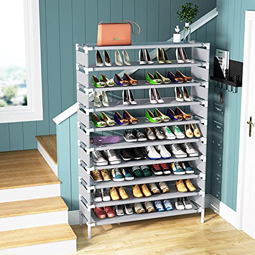 Tribesigns 10 Tiers Shoe Rack, Large Capacity Shoe Organizer, Shoe Shelf for 50 Pair, Large Shoe Rack, Extra Large Shoe Shelf