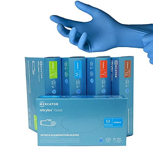 NITRYLEX Nitrile Medical Exam Gloves 1000/cs, Powder & Latex-Free, Textured, Blue, M - MEDIUM, Disposable Examination Gloves, Strong & Flexible, 10 boxes of 100 Nitrile Gloves