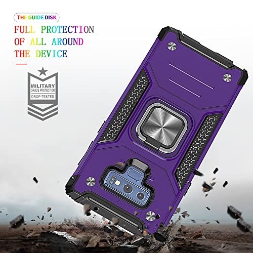 AYMECL for Galaxy Note 9 Case, Note 9 Case with Self Healing Flexible TPU Screen Protector [2 Pack], Military Grade Double Shockproof with Kickstand Protective Case for Samsung Note 9-Purple