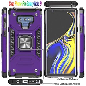 AYMECL for Galaxy Note 9 Case, Note 9 Case with Self Healing Flexible TPU Screen Protector [2 Pack], Military Grade Double Shockproof with Kickstand Protective Case for Samsung Note 9-Purple