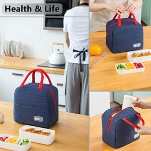 ZVOSOO Insulated Lunch Bags for Women and Men, Reusable Lunch Boxes, Waterproof Tote Bag,Multi-Pocket Lunch Containers for Work, Office, Picnic, Outdoor (Navy Blue)