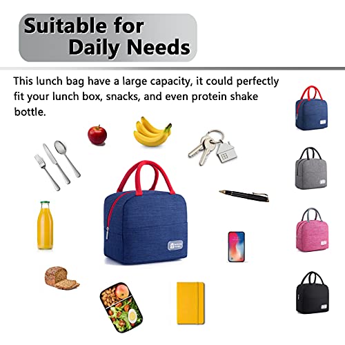 ZVOSOO Insulated Lunch Bags for Women and Men, Reusable Lunch Boxes, Waterproof Tote Bag,Multi-Pocket Lunch Containers for Work, Office, Picnic, Outdoor (Navy Blue)