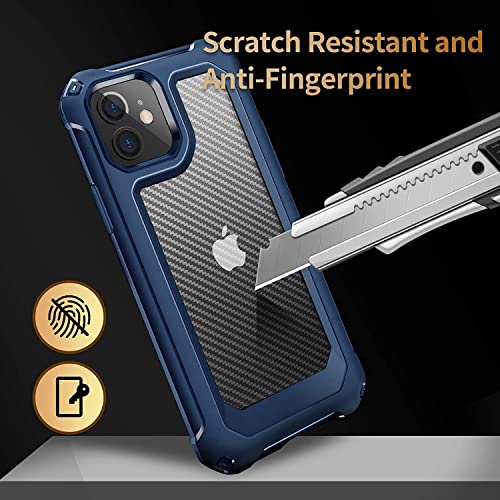 Tuerdan Designed for iPhone 12 Case, iPhone 12 Pro Case, [Military Grade Shockproof] [Soft Bumper & Hard Back] Anti-Scratches, Fingerprint Resistant, Protective Phone Case - 6.1 inch, Blue