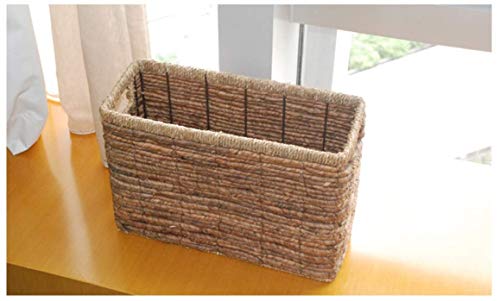 KXA Straw Magazine Basket Storage Basket Magazine Basket Rectangular Storage Basket Vintage Chinese Finishing Basket 26 38 15cm