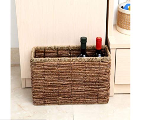 KXA Straw Magazine Basket Storage Basket Magazine Basket Rectangular Storage Basket Vintage Chinese Finishing Basket 26 38 15cm