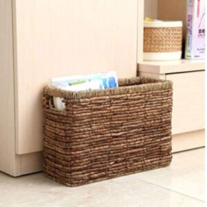 KXA Straw Magazine Basket Storage Basket Magazine Basket Rectangular Storage Basket Vintage Chinese Finishing Basket 26 38 15cm