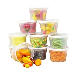 generic food storage container 48 set deli containers with lids reusable plastic small soup bowls salad cups leakproof safe bpa free for freezer dishwasher microwave(16 oz)