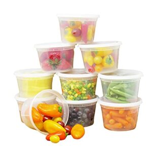 Generic Food Storage Container 48 Set Deli Containers With Lids Reusable Plastic Small Soup Bowls Salad Cups Leakproof Safe BPA Free For freezer Dishwasher Microwave(16 oz)