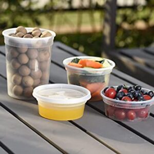 Generic Food Storage Container 48 Set Deli Containers With Lids Reusable Plastic Small Soup Bowls Salad Cups Leakproof Safe BPA Free For freezer Dishwasher Microwave(16 oz)