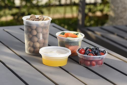 Generic Food Storage Container 48 Set Deli Containers With Lids Reusable Plastic Small Soup Bowls Salad Cups Leakproof Safe BPA Free For freezer Dishwasher Microwave(16 oz)